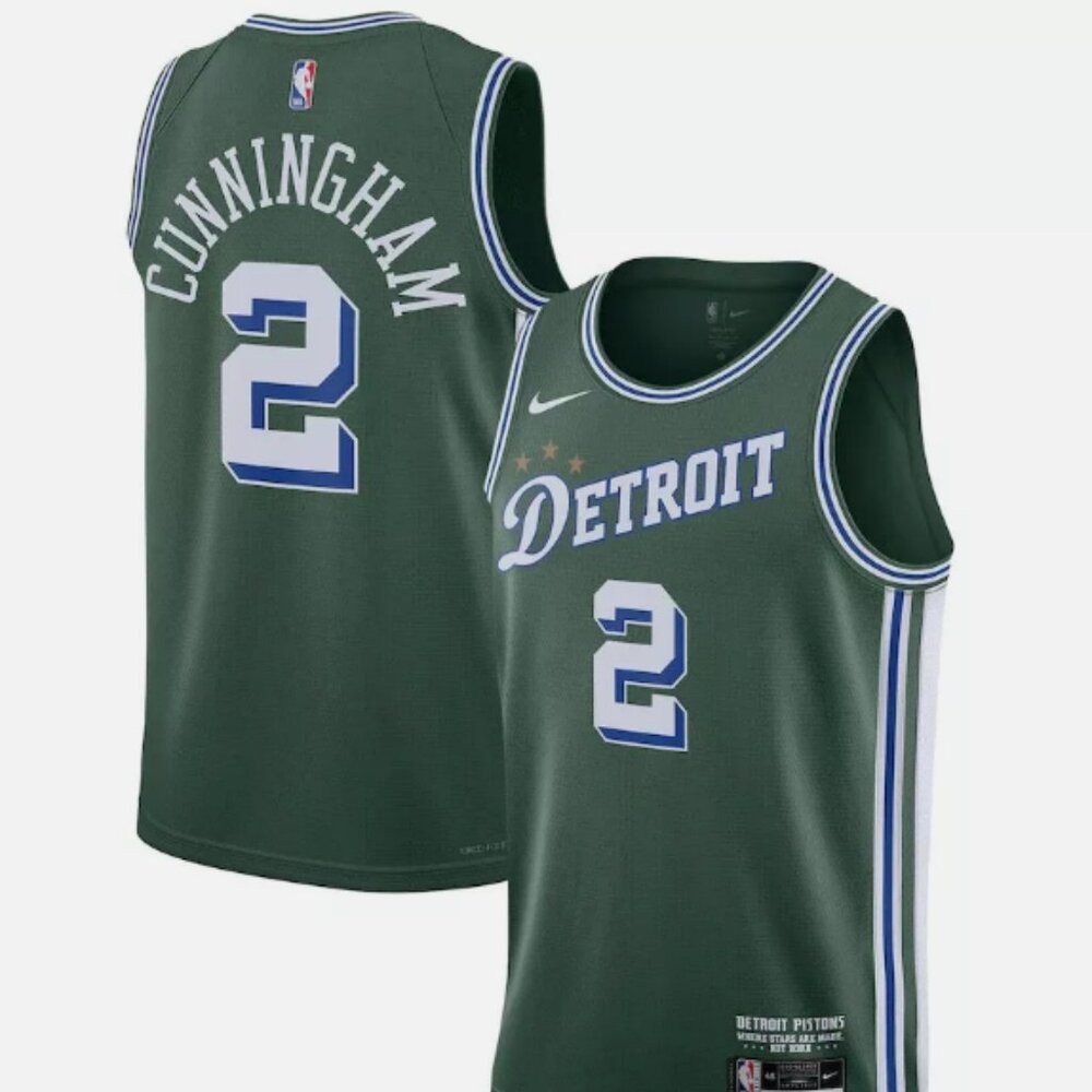 Men's Pistons 2# Cade Cunningham Green Jersey - Gem